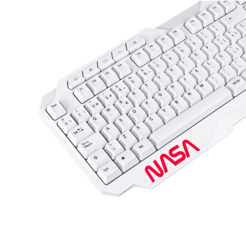 Teclado y Mouse NASA Alámbrico USB Blanco (NS_GC01)