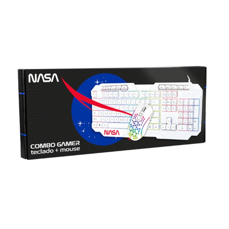Teclado y Mouse NASA Alámbrico USB Blanco (NS_GC01)